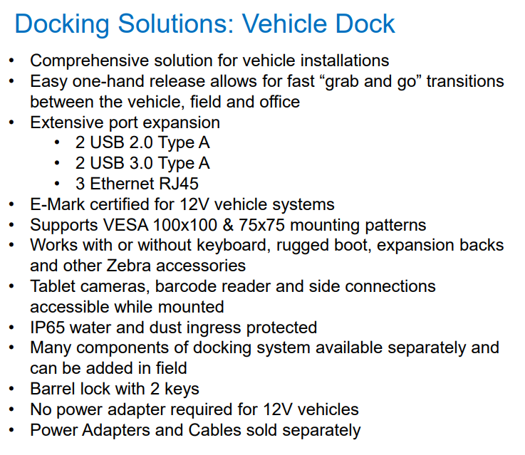 CRD-ET8X-VEHDK1-01 - Zebra ET8X Vehicle Dock Solution
