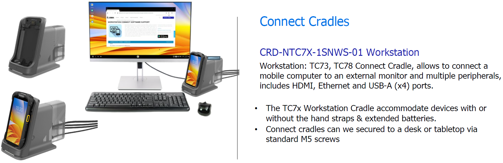 CRD-NTC7X-1SNWS-01 - Zebra TC73/TC78 Connect Cradle
