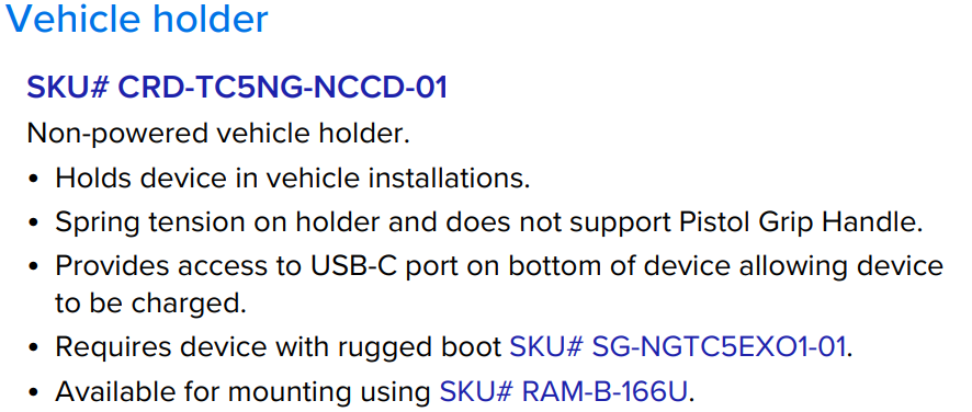 CRD-TC5NG-NCCD-01 - Zebra TC53/TC58 Vehicle Holder [Non-Powered]