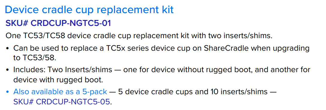 CRDCUP-NGTC5-01 - Zebra TC53/TC58 Cradle Cup Replacement Kit CRDCUP-NGTC5-01 - Zebra TC53/TC58 Cradle Cup Replacement Kit