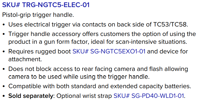 TRG-NGTC5-ELEC-01 - Zebra TC53/TC58 Electronic Trigger Handle TRG-NGTC5-ELEC-01 - Zebra TC53/TC58 Electronic Trigger Handle