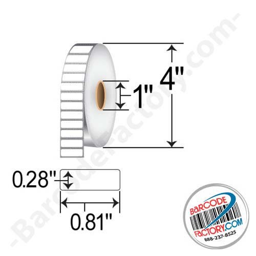 BAR-81x28-1-TT - Barcodefactory 0.81x0.28 Polyester TT Label [Perforated]