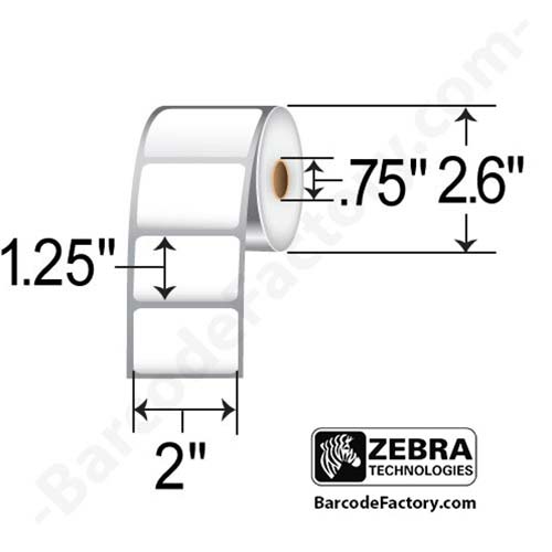 10010073 - Zebra 2x1.25 TT Polyester Label [Non-Perforated]