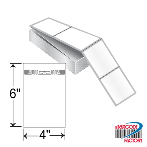 RFT-4-6-AL1.2-ZEB-FF - BarcodeFactory 4x6 RFID Fanfold Labels