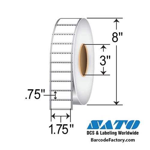 SR30LT-15396 - SATO 1.75x0.75 Polypropylene TT Label [Perforated, Wound-In]