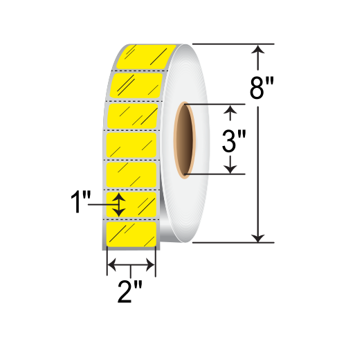 BAR-2-1-SYN-YEL - Barcodefactory 2x1 Polyester TT Label [Perforated, Yellow]