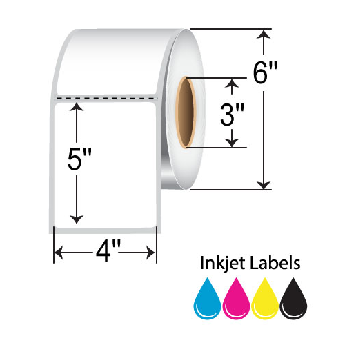 L-IJ-GF45840R-36P - BarcodeFactory 4x5 Inkjet High-Gloss Film [Perforated]