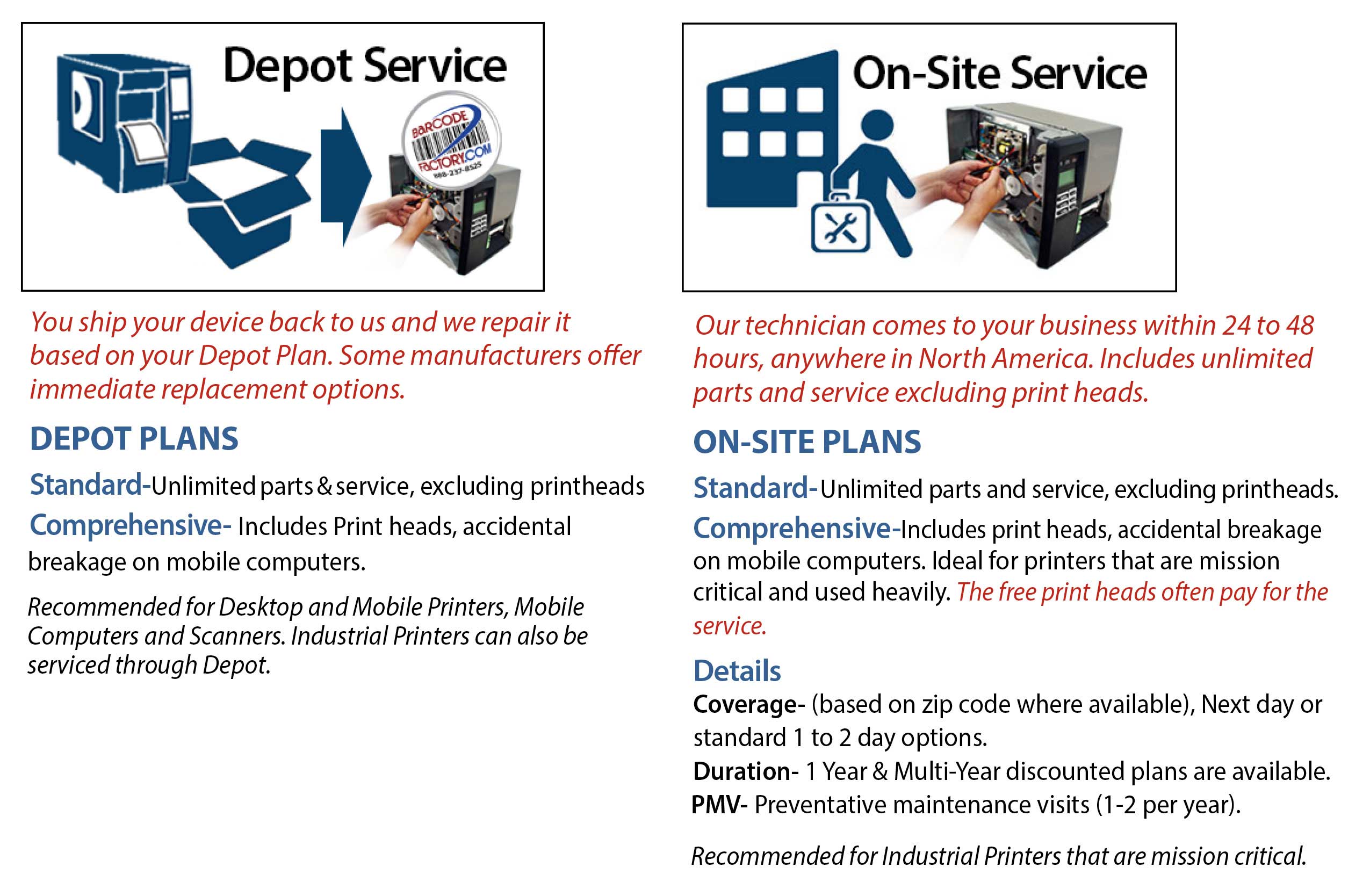 Printer Repair Service - BarcodeFactory